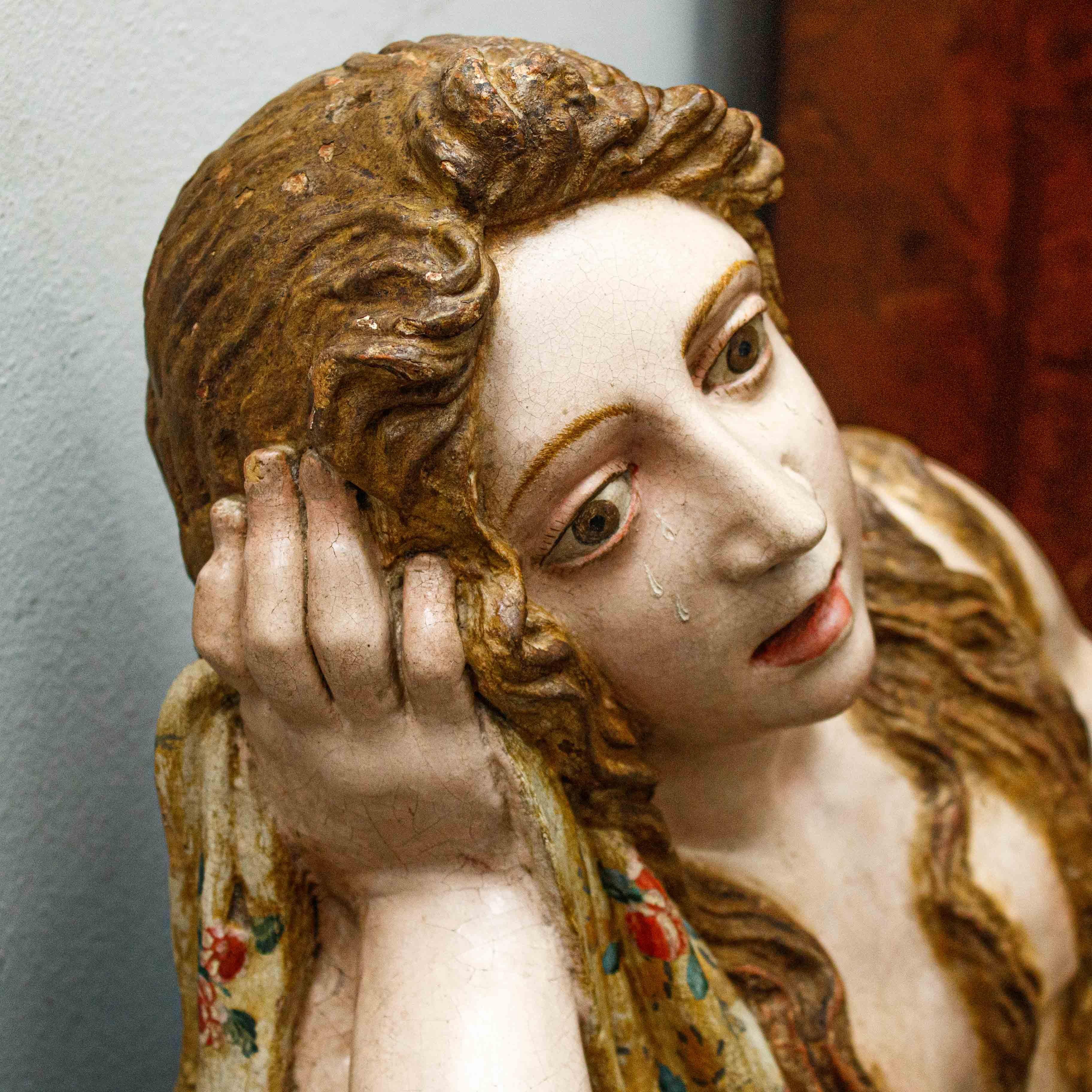 16th - 17th Century, Penitent Magdalene Spanish Sculpture in Terracotta ...