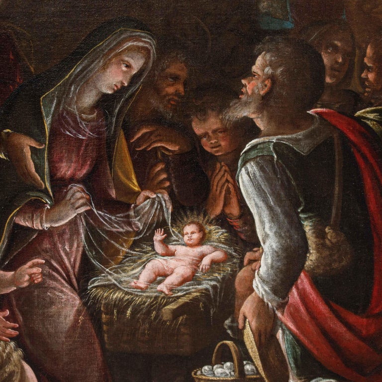 16th Century Adoration of the Shepherds Painting Attributed to Luca Cattapane For Sale at 1stDibs