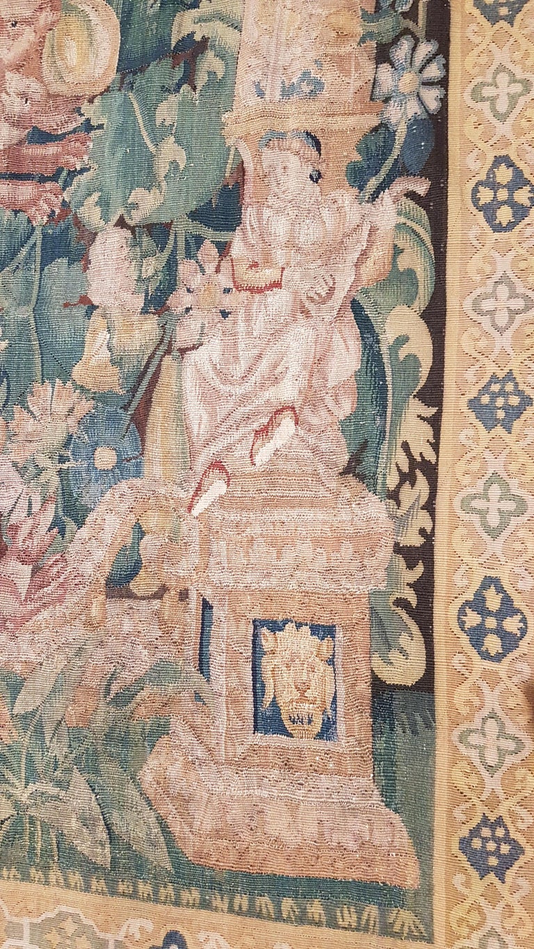 16th Century Flemish Hand-Woven "Feuilles de Choux" Tapestry, Silk and ...
