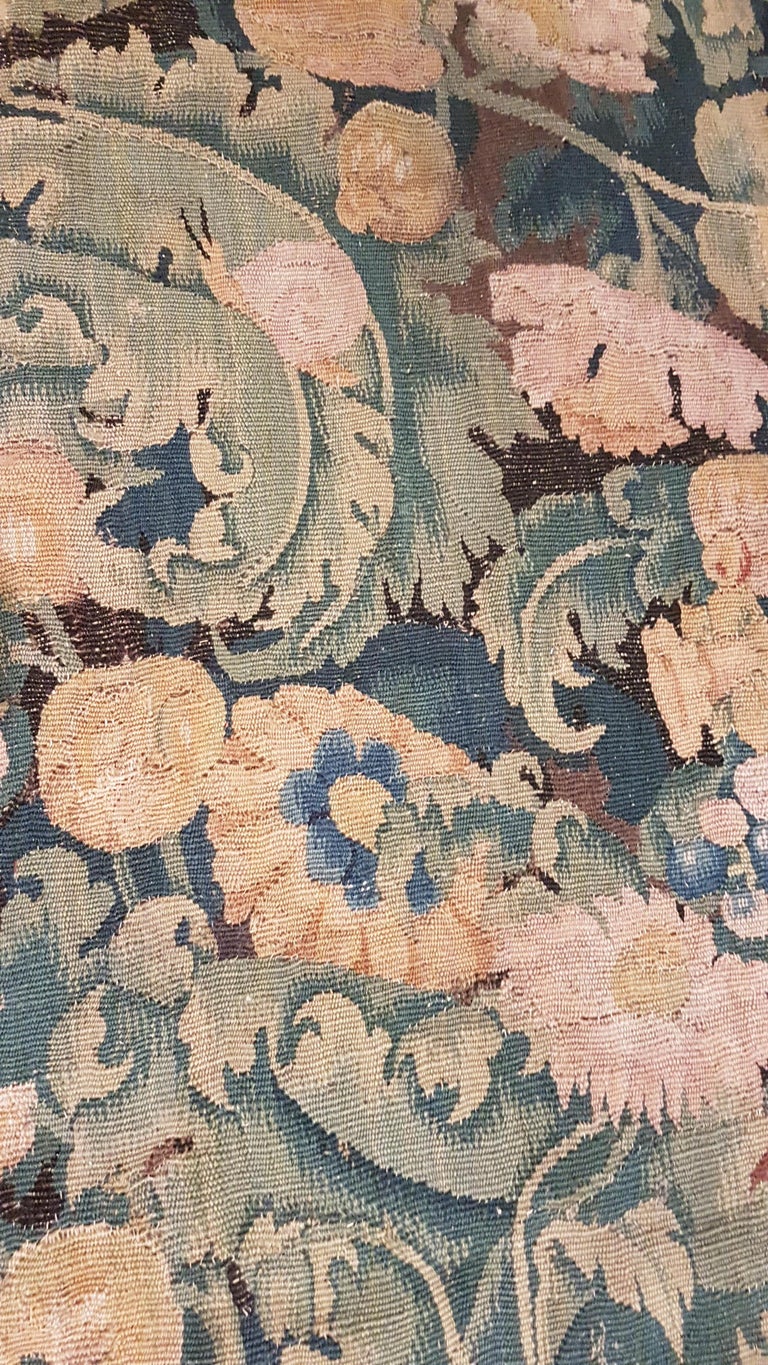 16th Century Flemish Hand-Woven "Feuilles de Choux" Tapestry, Silk and ...