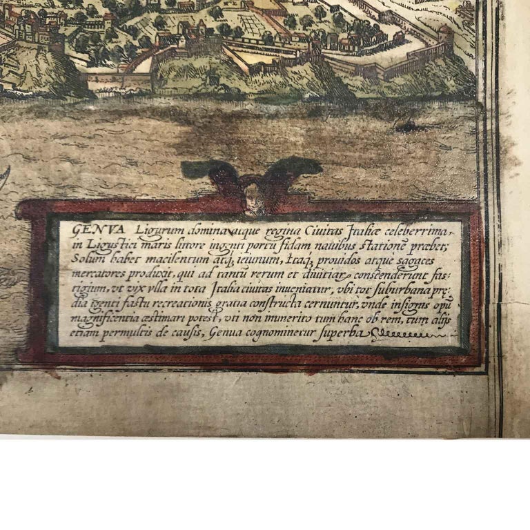 16th Century Genoa Italy Map by Braun and Hogenberg 1574 Old Master ...