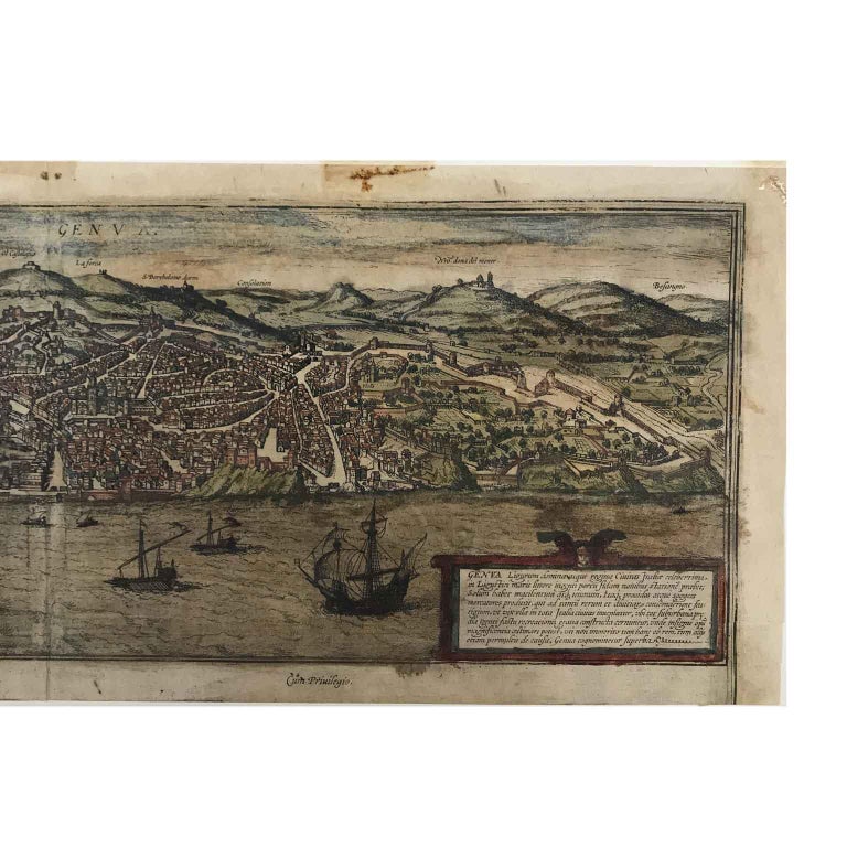 16th Century Genoa Italy Map by Braun and Hogenberg 1574 Old Master ...