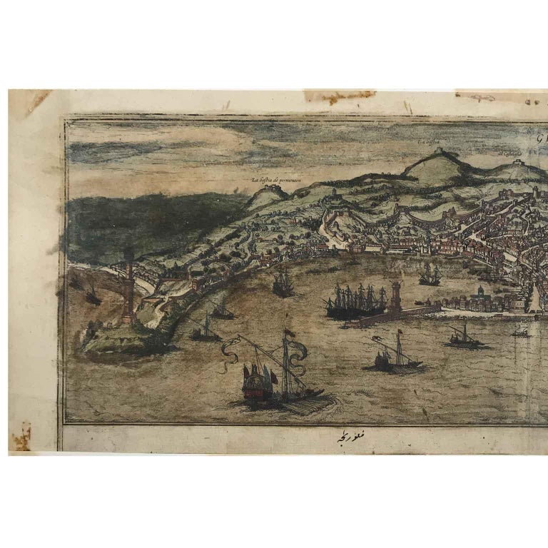 16th Century Genoa Italy Map by Braun and Hogenberg 1574 Old Master ...
