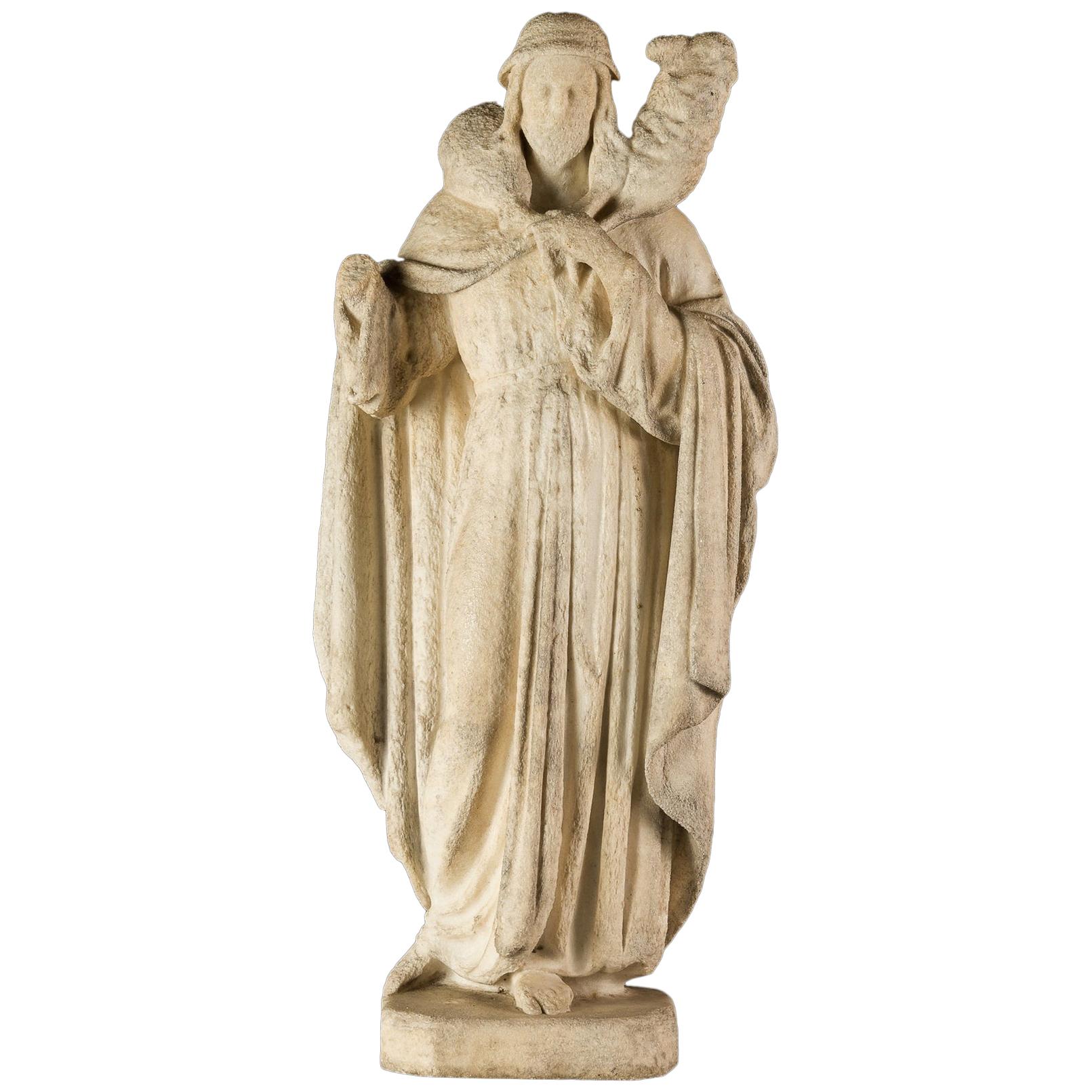 16th Century Italian Figurative Sculpture, St. James the Pilgrim, stone ...