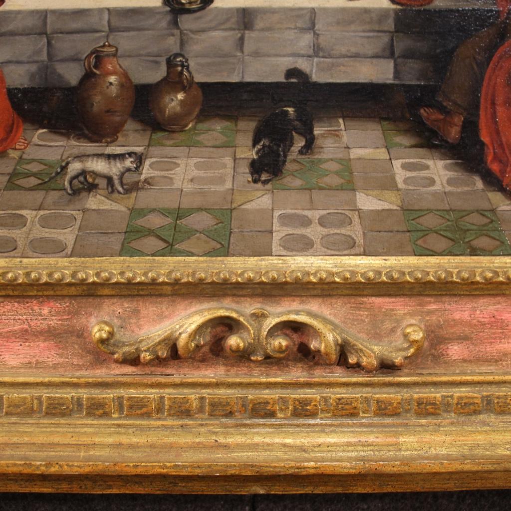16th Century Oil on Oak Panel Antique Flemish Religious Painting Last Supper For Sale at 1stDibs