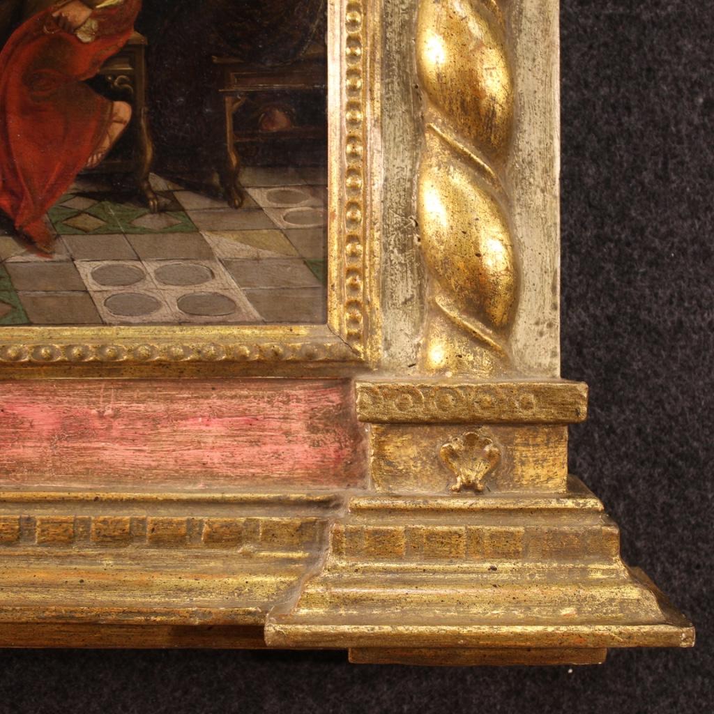 16th Century Oil on Oak Panel Antique Flemish Religious Painting Last Supper For Sale at 1stDibs