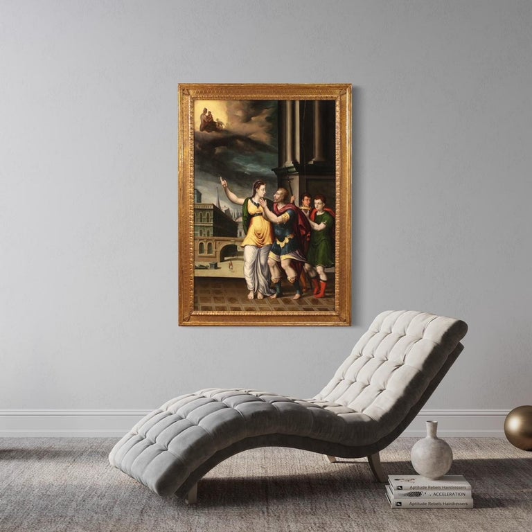 16th Century Oil on Panel French Antique Painting the Tiburtine Sybil ...