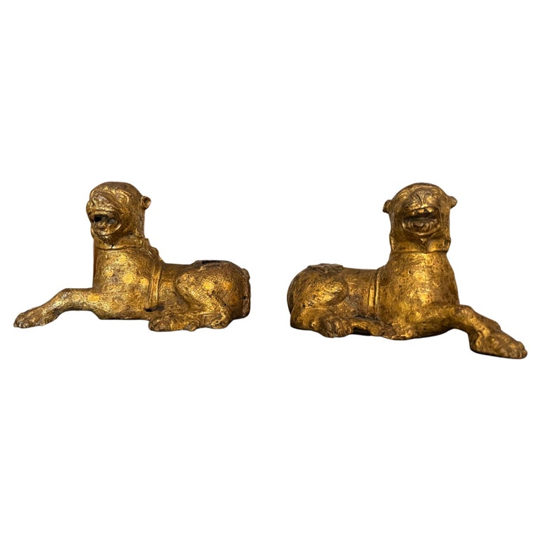 16th Century Pair of Gilt Lion Figures from Germany Nuremberg For Sale ...