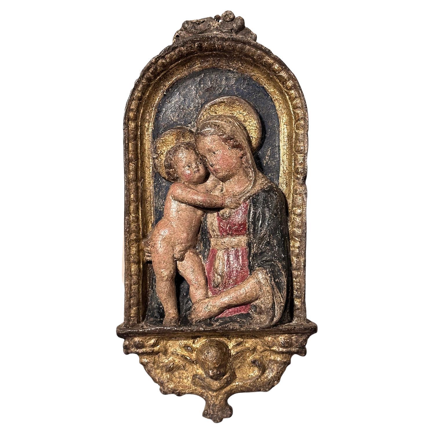 16th Century Renaissance Icon in Polychrome Plaster For Sale at 1stDibs