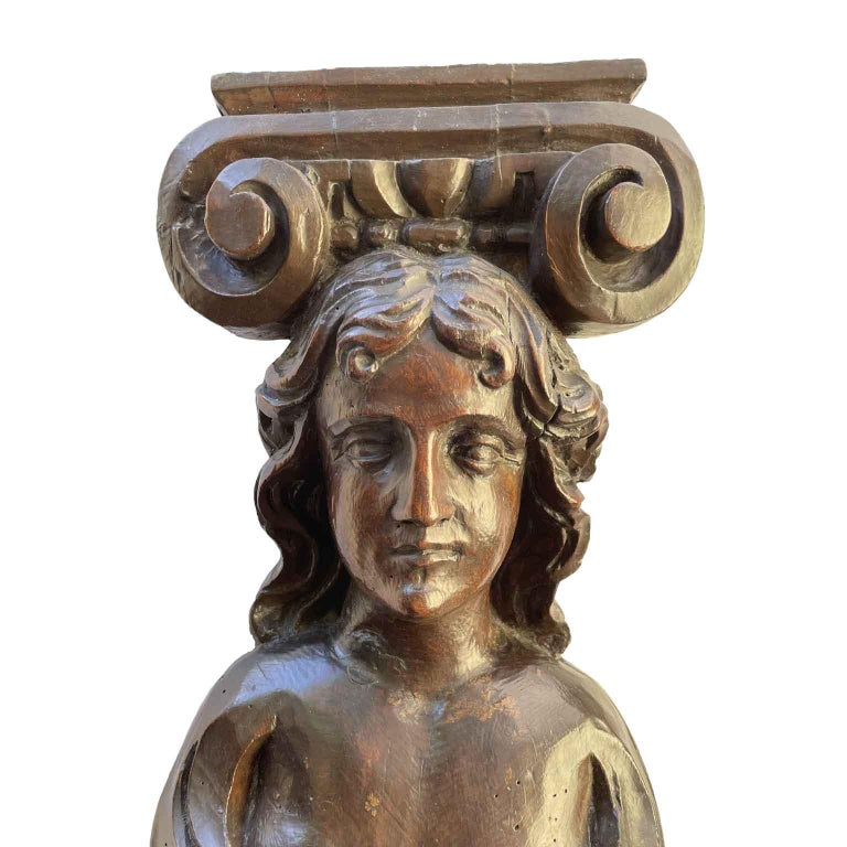 16th Century Renaissance Pair of Italian Wall Sculptures Caryatids Oversized For Sale at 1stDibs