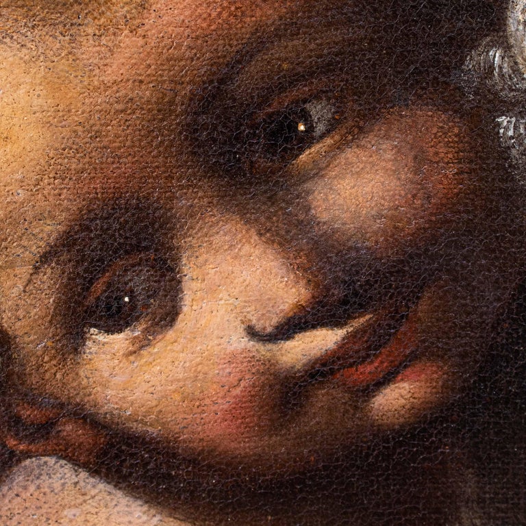 16th Century San Giovannino with Lamb Painting Oil on Canvas Area of ...