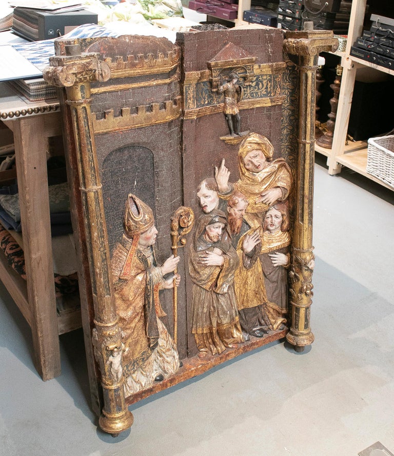 16th Century Spanish Castillan Gold Gilt Wood Painted Hand Carved ...