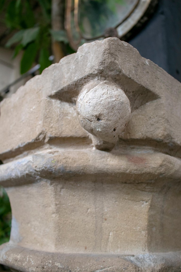 16th Century Spanish Hand Carved Stone Pedestal Column at 1stDibs