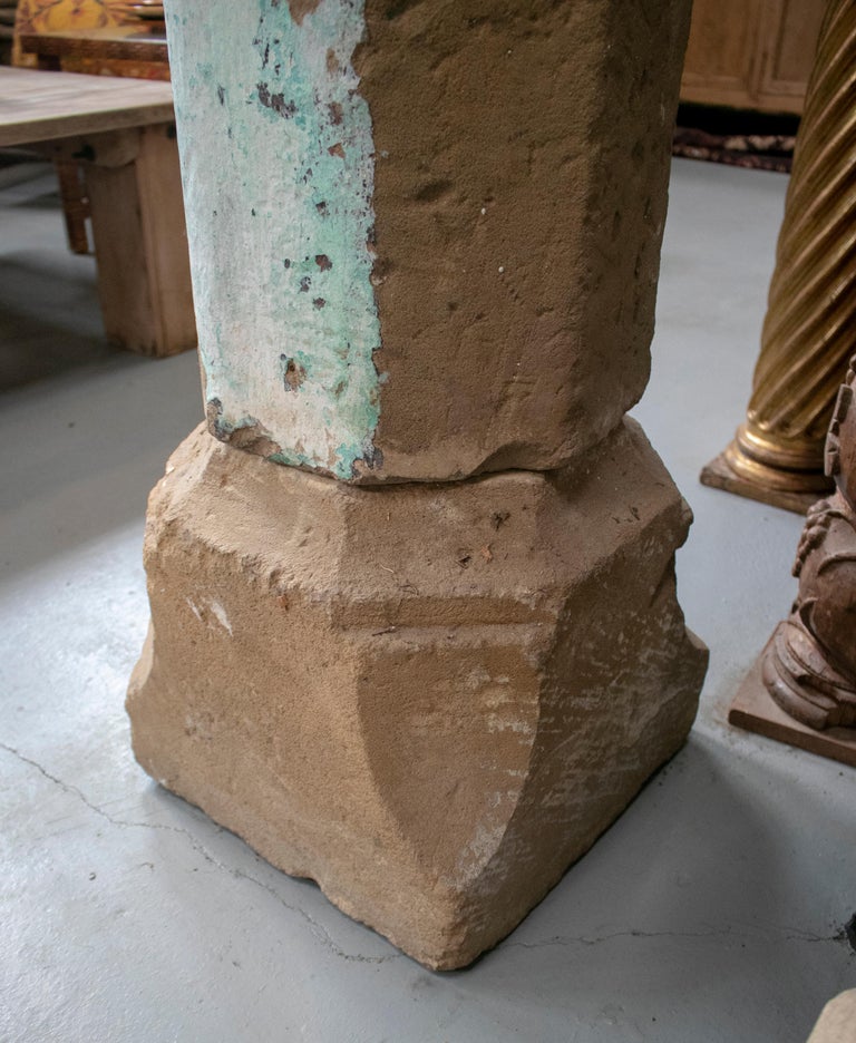 16th Century Spanish Hand Carved Stone Pedestal Column at 1stDibs