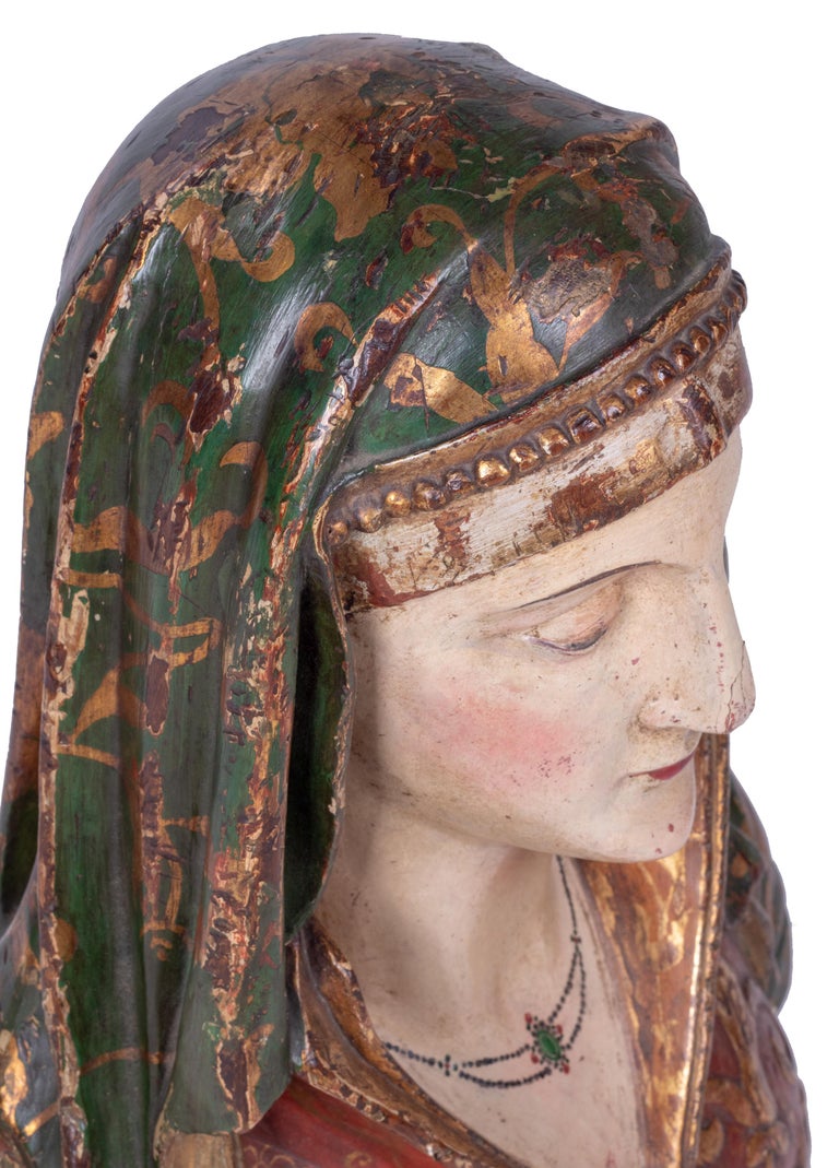 16th Century Spanish Wooden Painted and Gilded Reliquary Bust of a ...