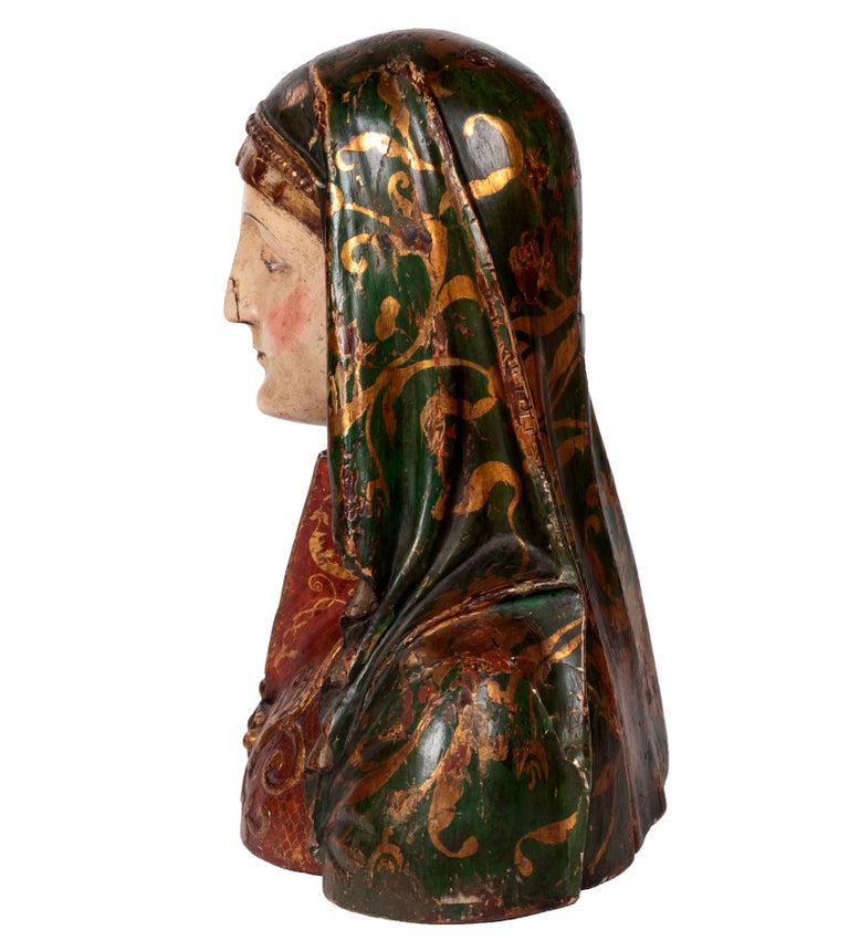 16th Century Spanish Wooden Painted and Gilded Reliquary Bust of a ...