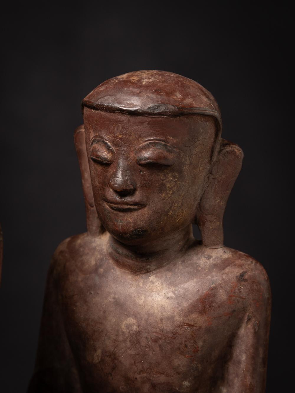 16th century Special set of 5 antique wooden Monk statues from Burma ...