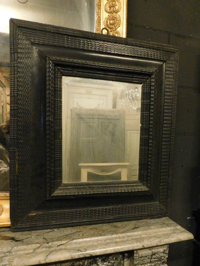 16th Century Very Antique Mirror with Black Lacquered Frame, Epoch ...