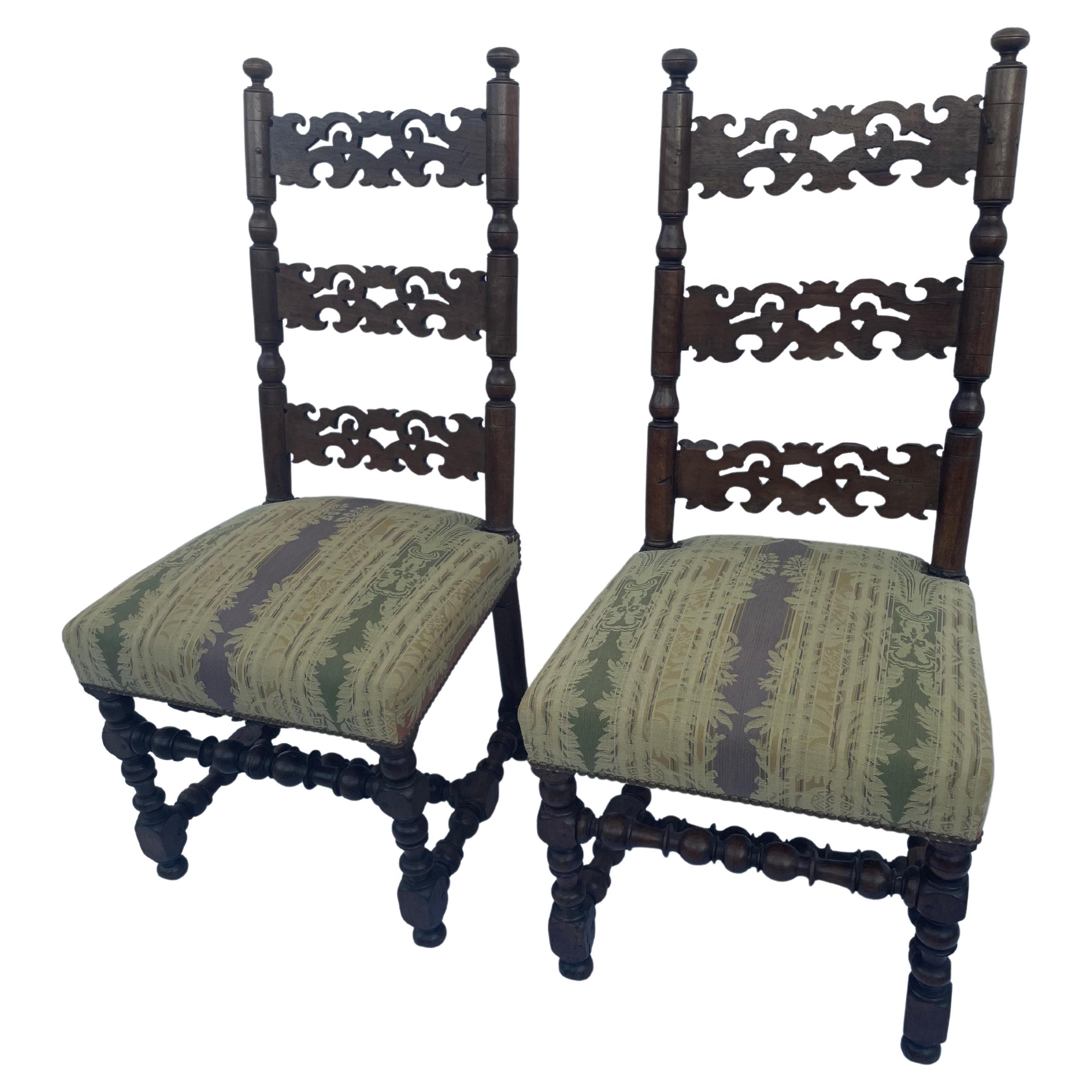Set of Two 17th Century Antique Decorative Italian Altar Chairs For ...