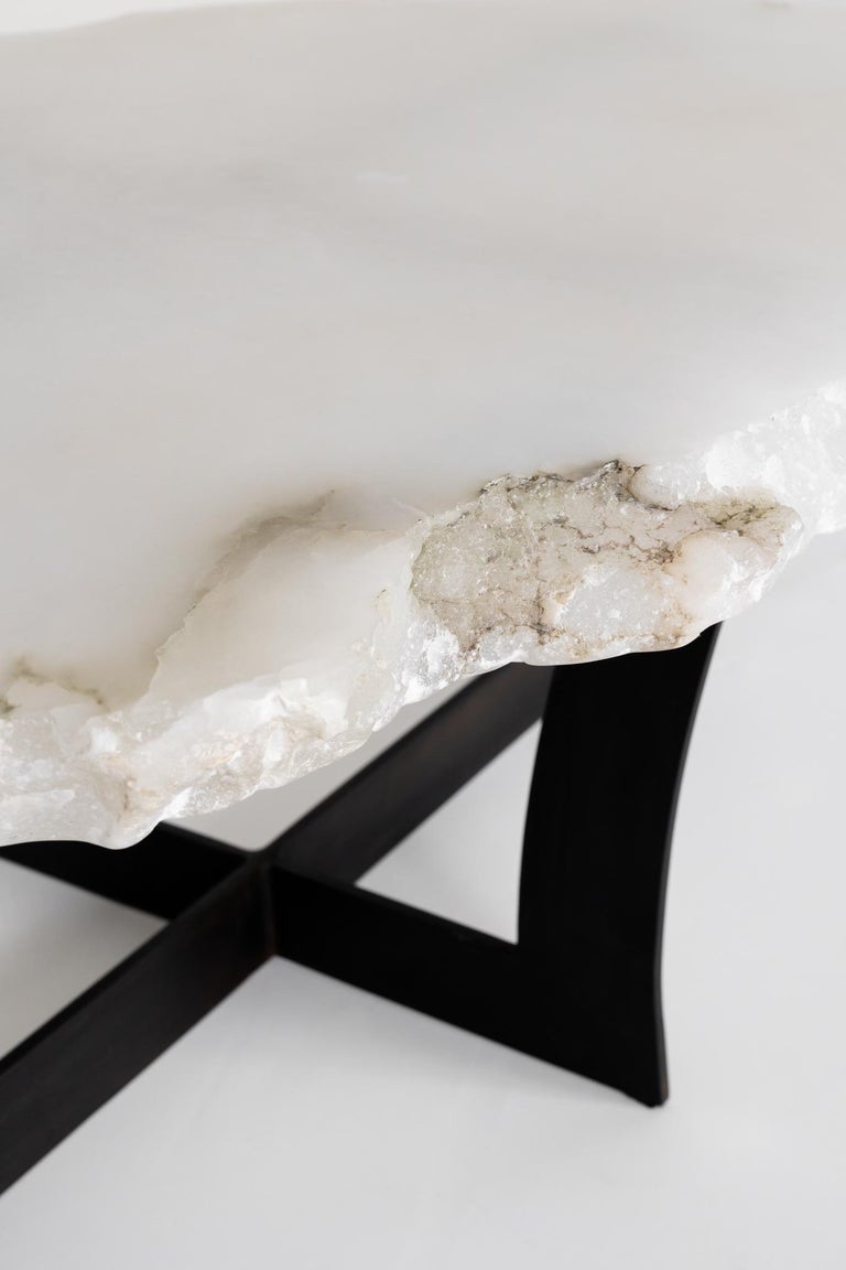 Italian Alabaster Slab on Steel Base Coffee Table at 1stDibs