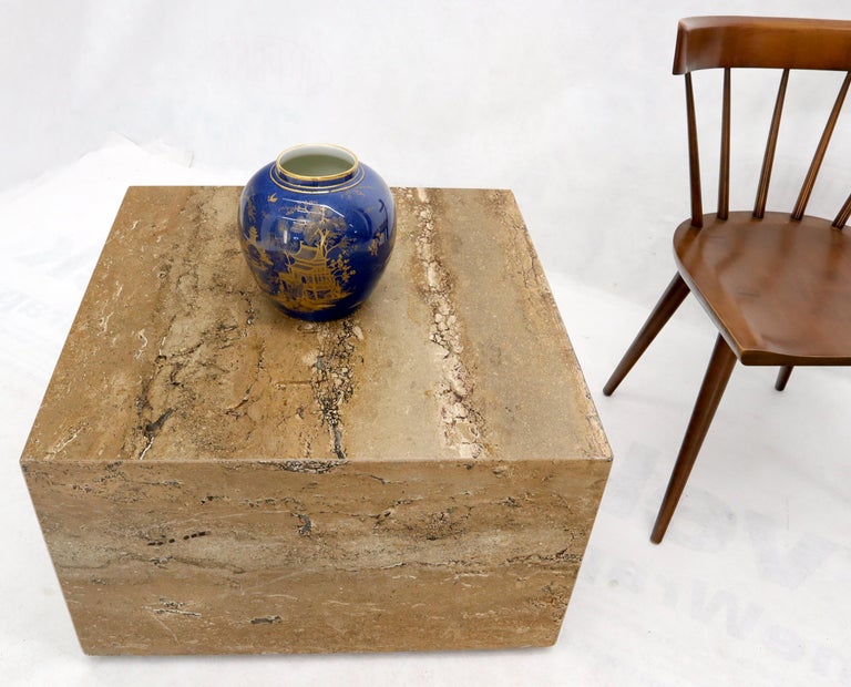 Cube Square Shape Travertine Marble Coffee Table on Wheels For Sale at ...