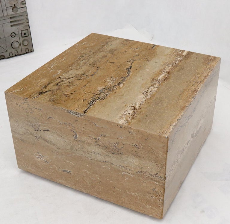Cube Square Shape Travertine Marble Coffee Table on Wheels For Sale at ...