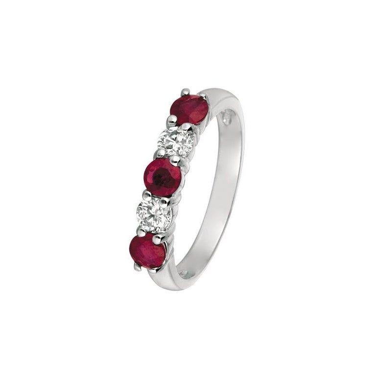 Customizable 1.70 Carat Natural Diamond and Ruby Ring Band 14 Karat ...