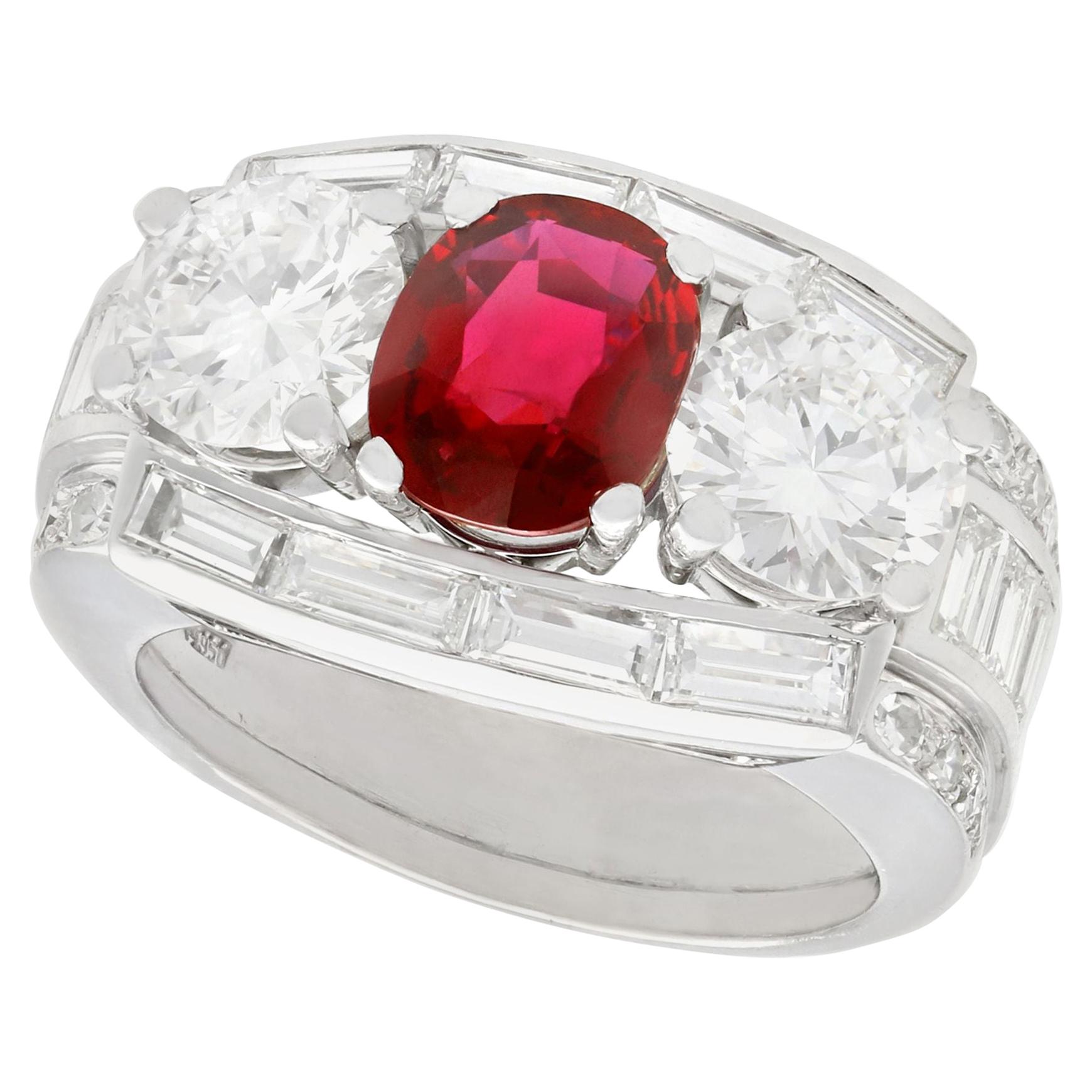 1.70 Carat Siam Ruby and 3.02 Carat Diamond Platinum Cocktail Ring ...