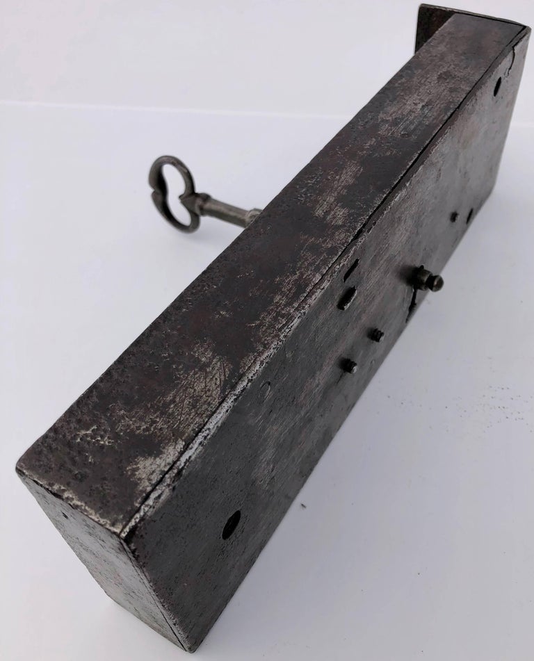 1700s French Hand-Wrought Box Shaped Lock with Its Forged Key, Louis ...