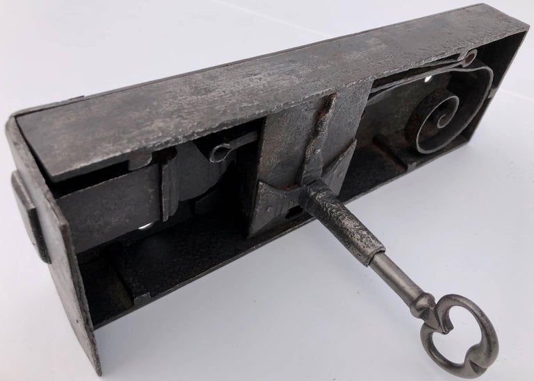 1700s French Hand-Wrought Box Shaped Lock with Its Forged Key, Louis ...