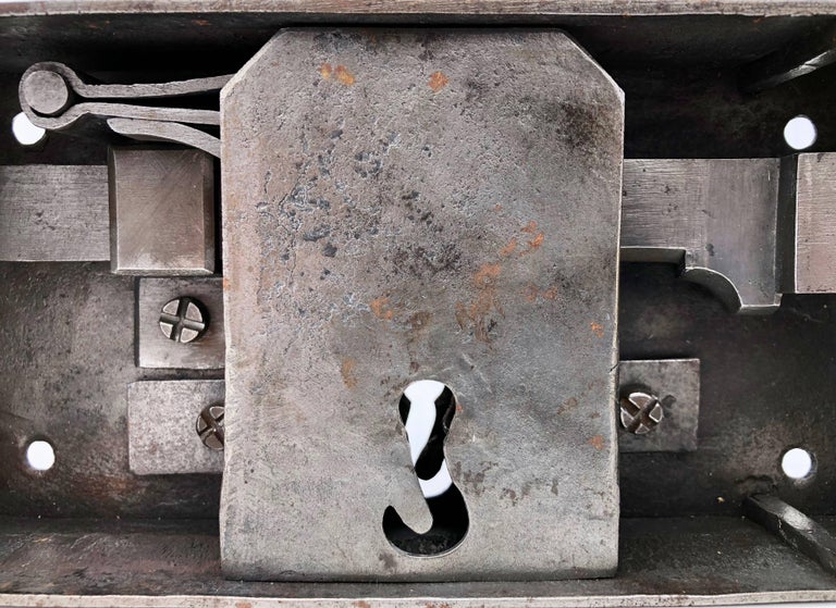 1700s French Hand-Wrought Iron Box Shaped Lock with It's Forged Key ...