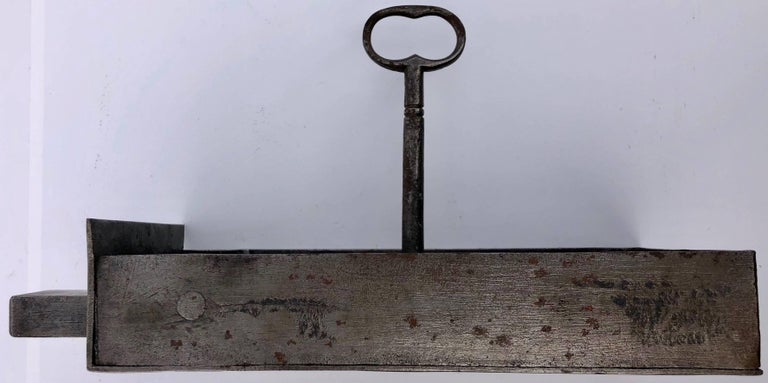 1700s French Hand-Wrought Iron Box Shaped Lock with It's Forged Key ...