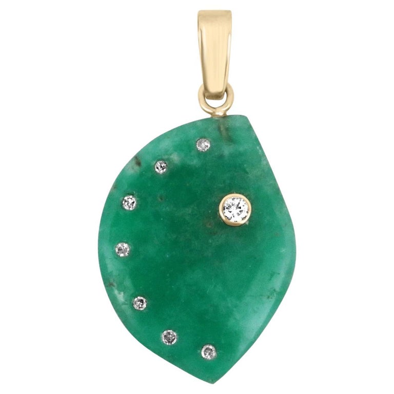 17.04tcw One of a Kind Colombian Emerald, Slice with Diamond Accents ...