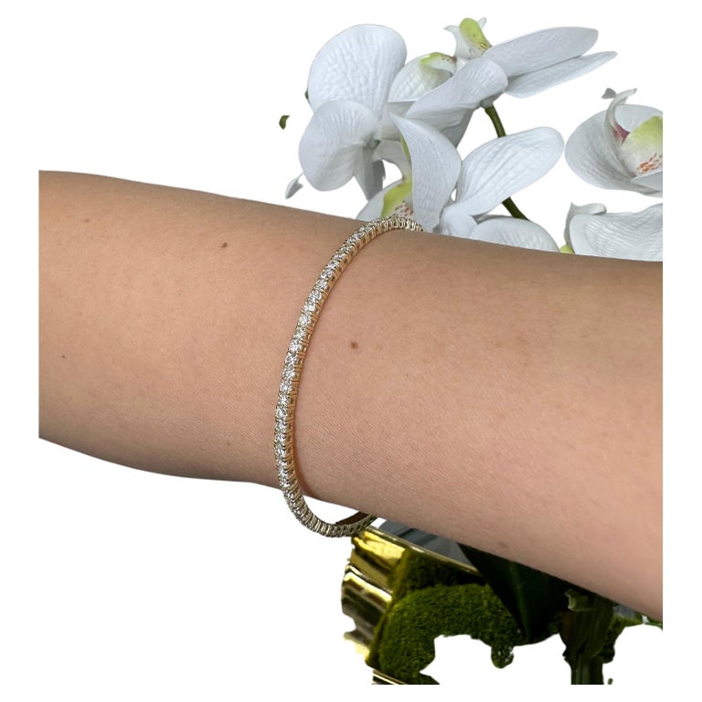 1.71 Carat Flexible Diamond Bangle in 14k Yellow Gold For Sale at 1stDibs