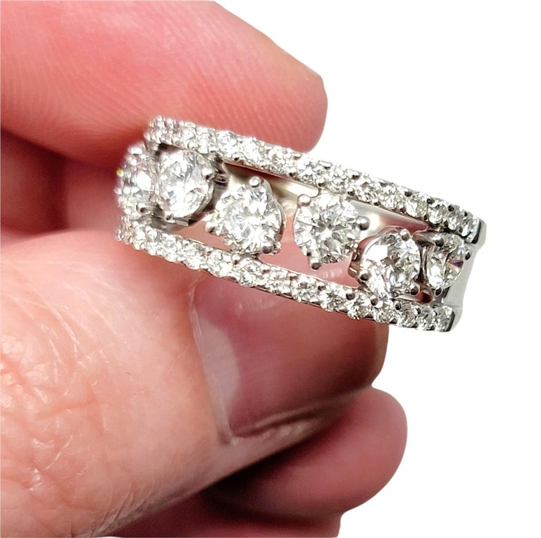 1.71 Carat Total Round Brilliant Diamond Split Shank Band Ring in 18 ...