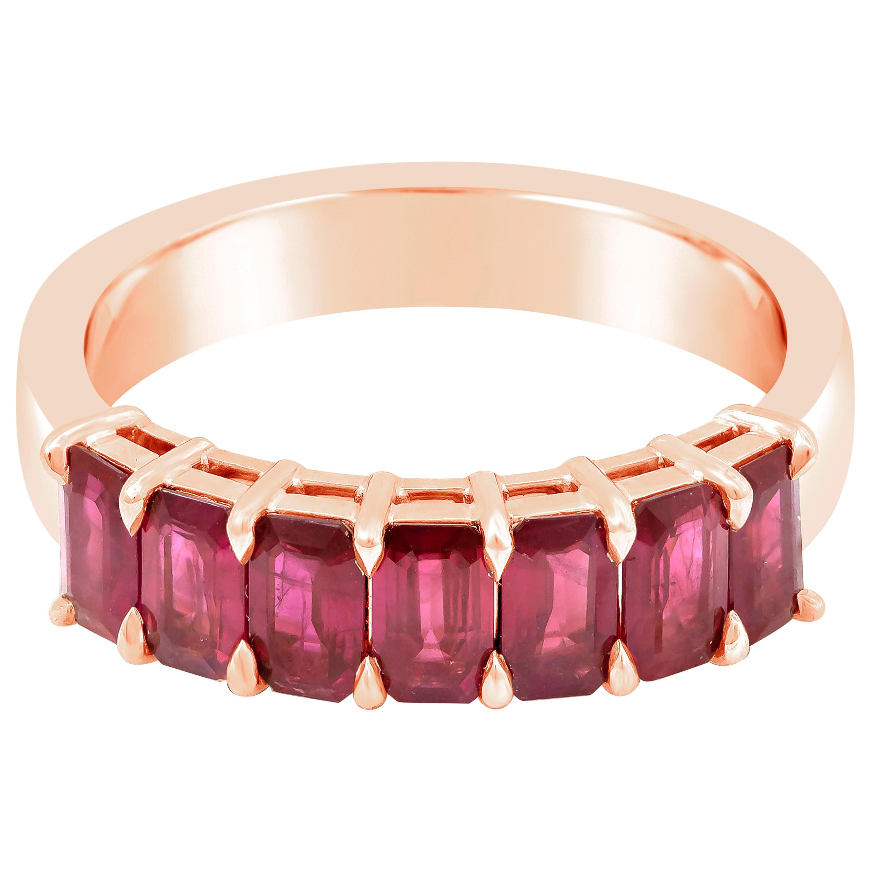 3 56 Carat Total Emerald Cut Diamond Seven Stone Wedding Band At 1stdibs