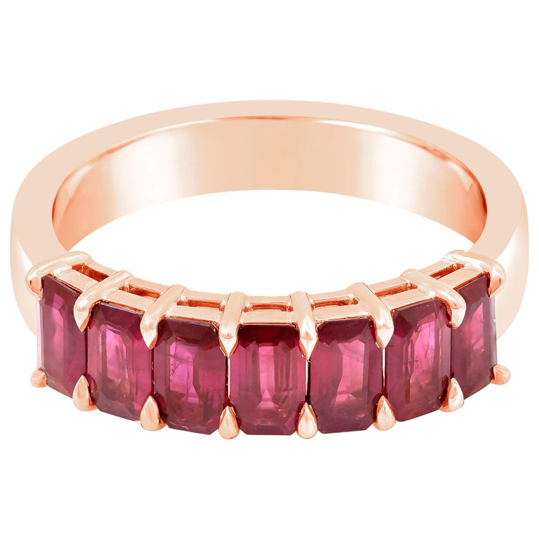 Roman Malakov 1.72 Carat Total Emerald Cut Ruby Seven-Stone Wedding ...