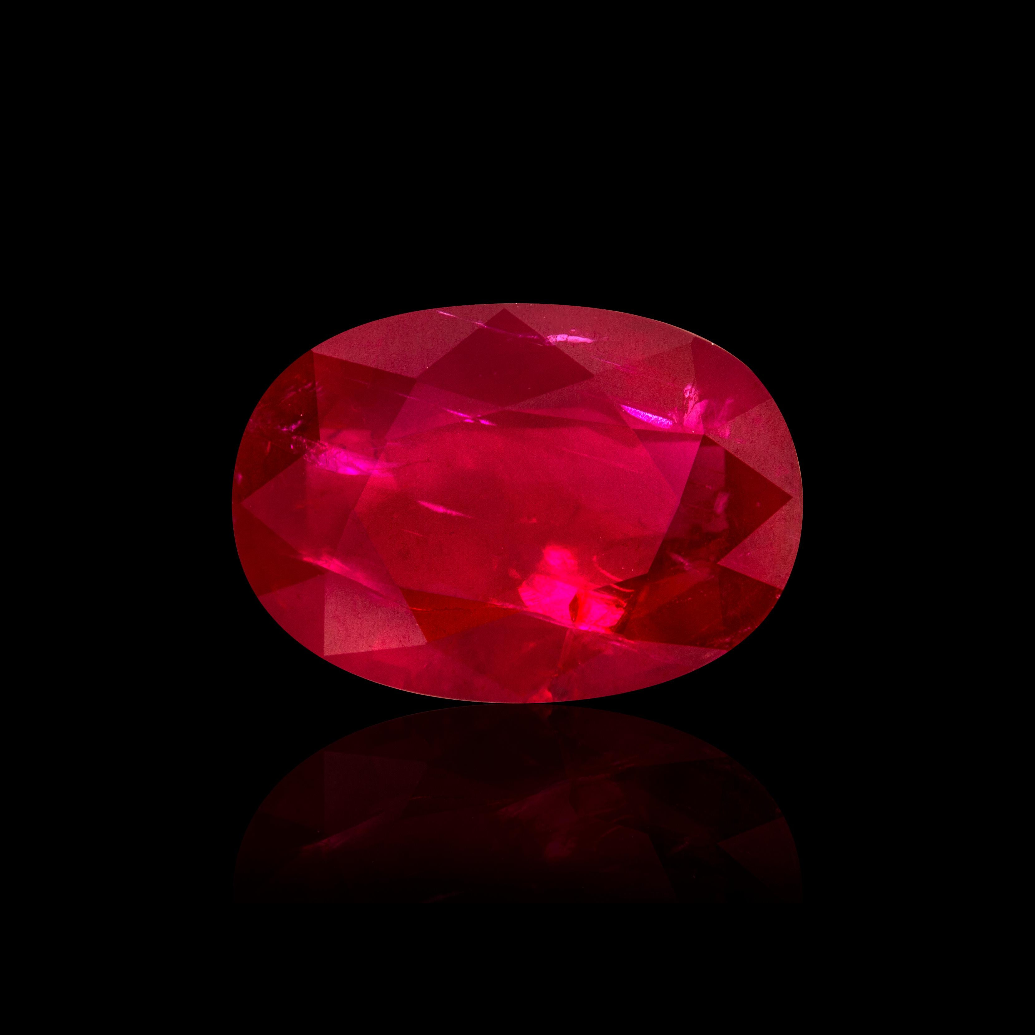 1.72 Carat Oval Natural Burmese Mogok "Pigeon's Blood" GRS Certified ...