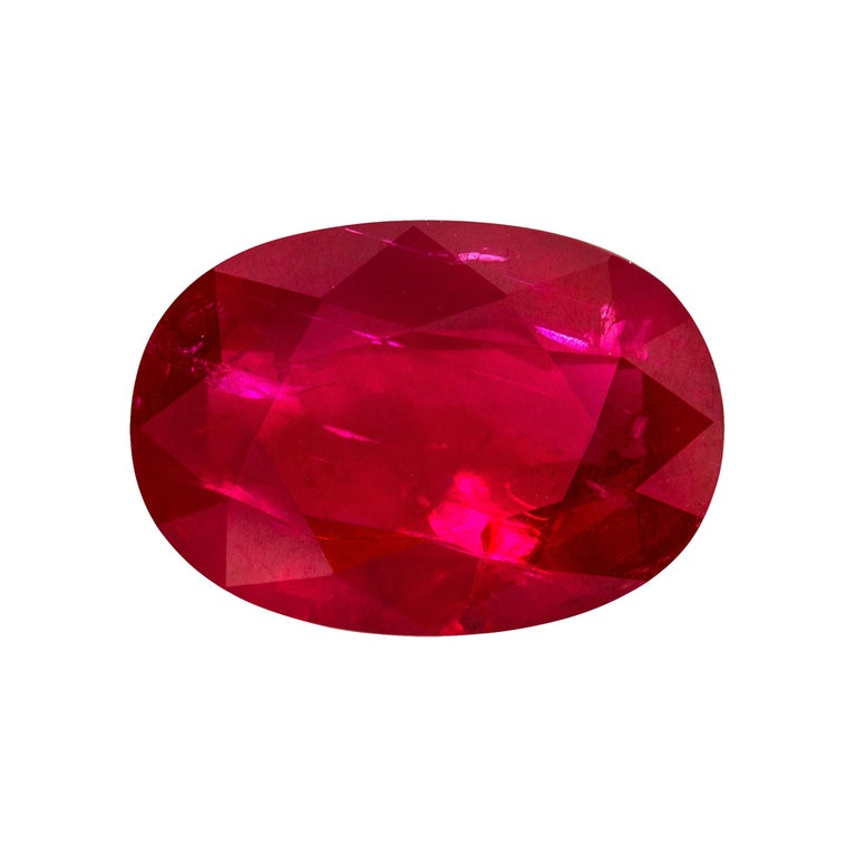 1.72 Carat Oval Natural Burmese Mogok "Pigeon's Blood" GRS Certified ...