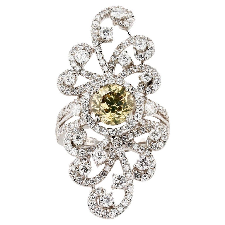 1.72ct Fancy Brownish Orange Center Diamond Platinum Ring Rn027085 For Sale at 1stDibs