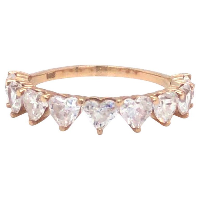 1.72ct Heart Shape Diamond Half Eternity 14K White Gold Band Ring G-H ...