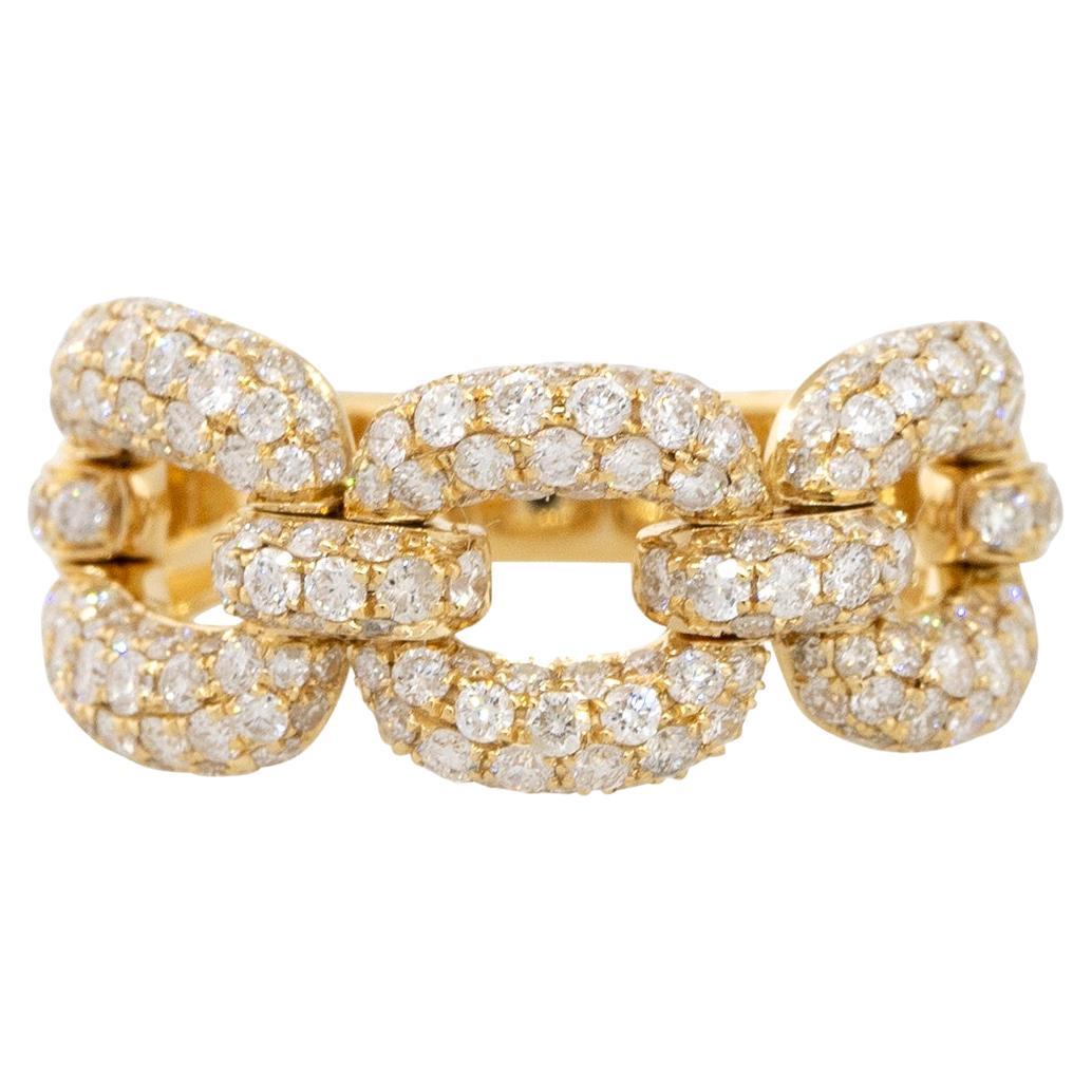 Customizable Flexible Link Ring with Diamond Pavé in 18K Gold For Sale ...