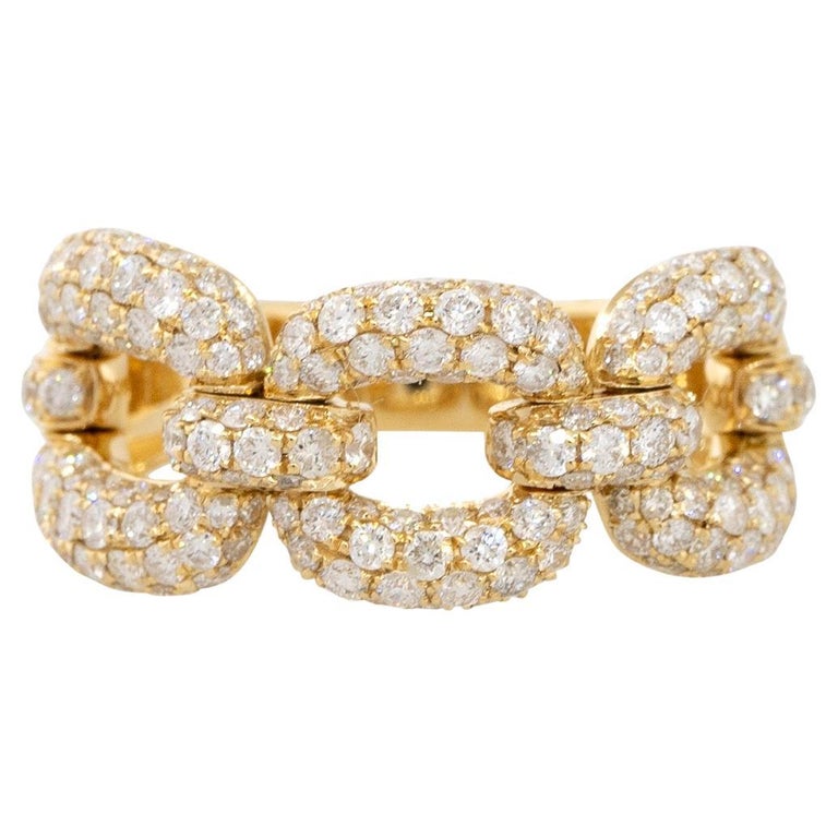 1.73 Carat Pave Diamond Open Link Flexible Ring 18 Karat in Stock For ...