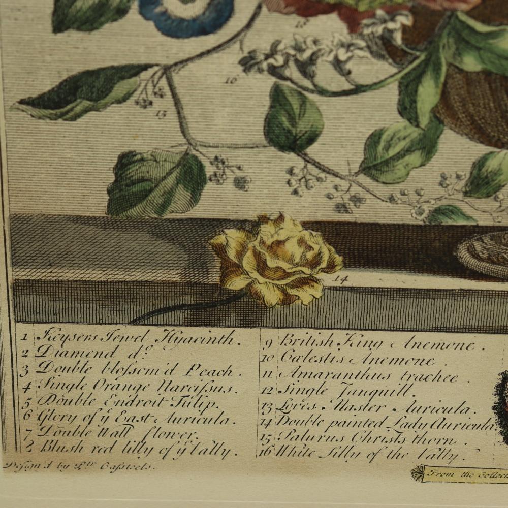 1730 Robert Furber - April Floral Calendar Hand Colored Etching By H ...