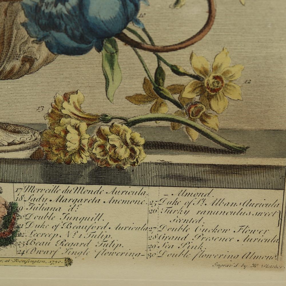 1730 Robert Furber - April Floral Calendar Hand Colored Etching By H ...