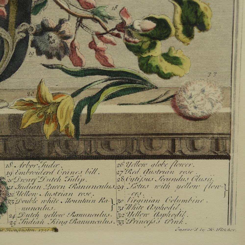 1730 Robert Furber May Floral Calendar Hand Colored Etching by H ...