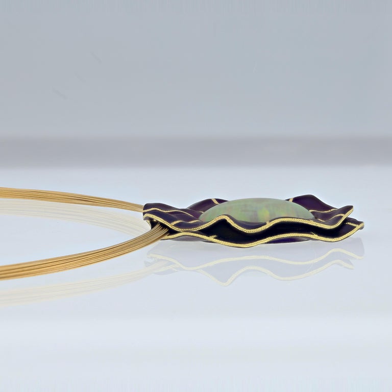 17.32 Carat Opal in Floral Purple Zirconium Pendant by Zoltan David For ...