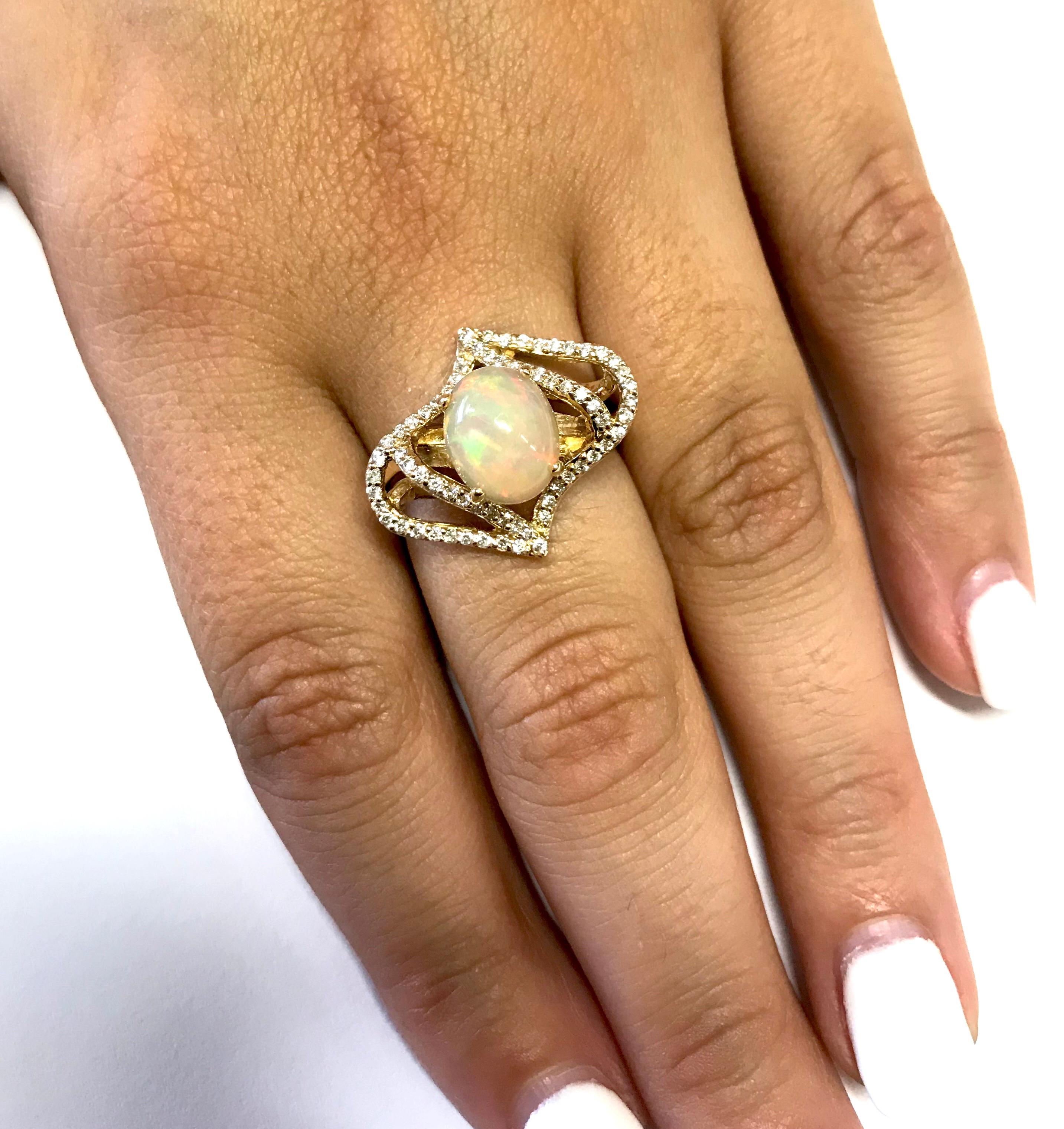 1 74 Carat Opal And 0 40 Carat Diamond Ring For Sale At 1stdibs 1 74 Carat Opal And 0 40 Carat Diamond Ring For Sale At 1stdibs