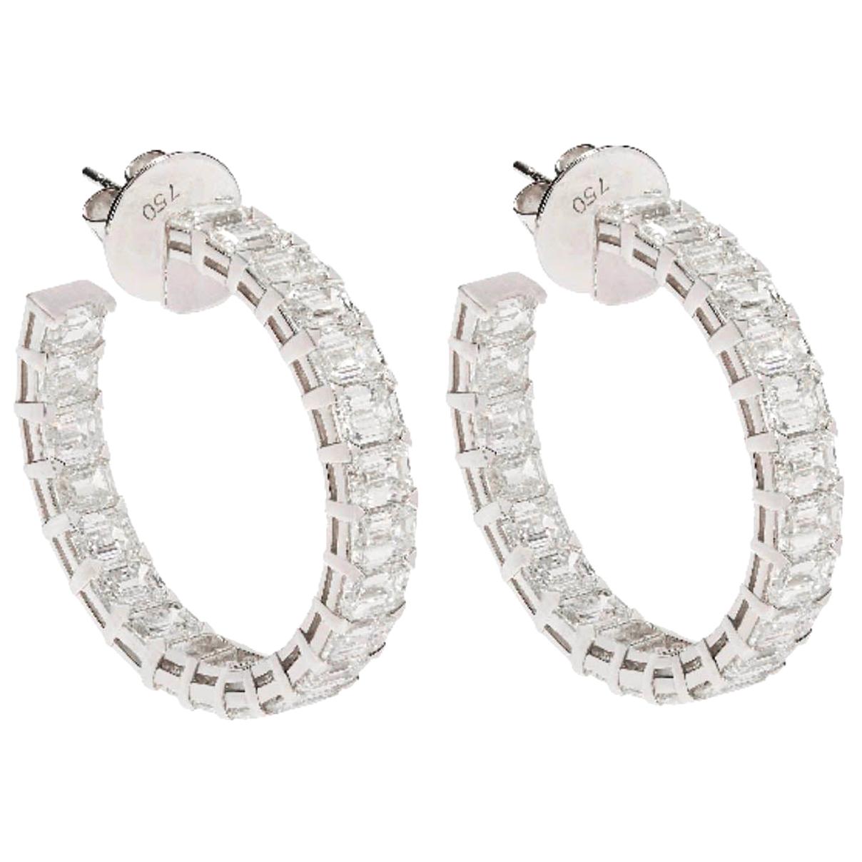 17.40 Carat Emerald Cut Inside-Out Diamond Hoops at 1stDibs