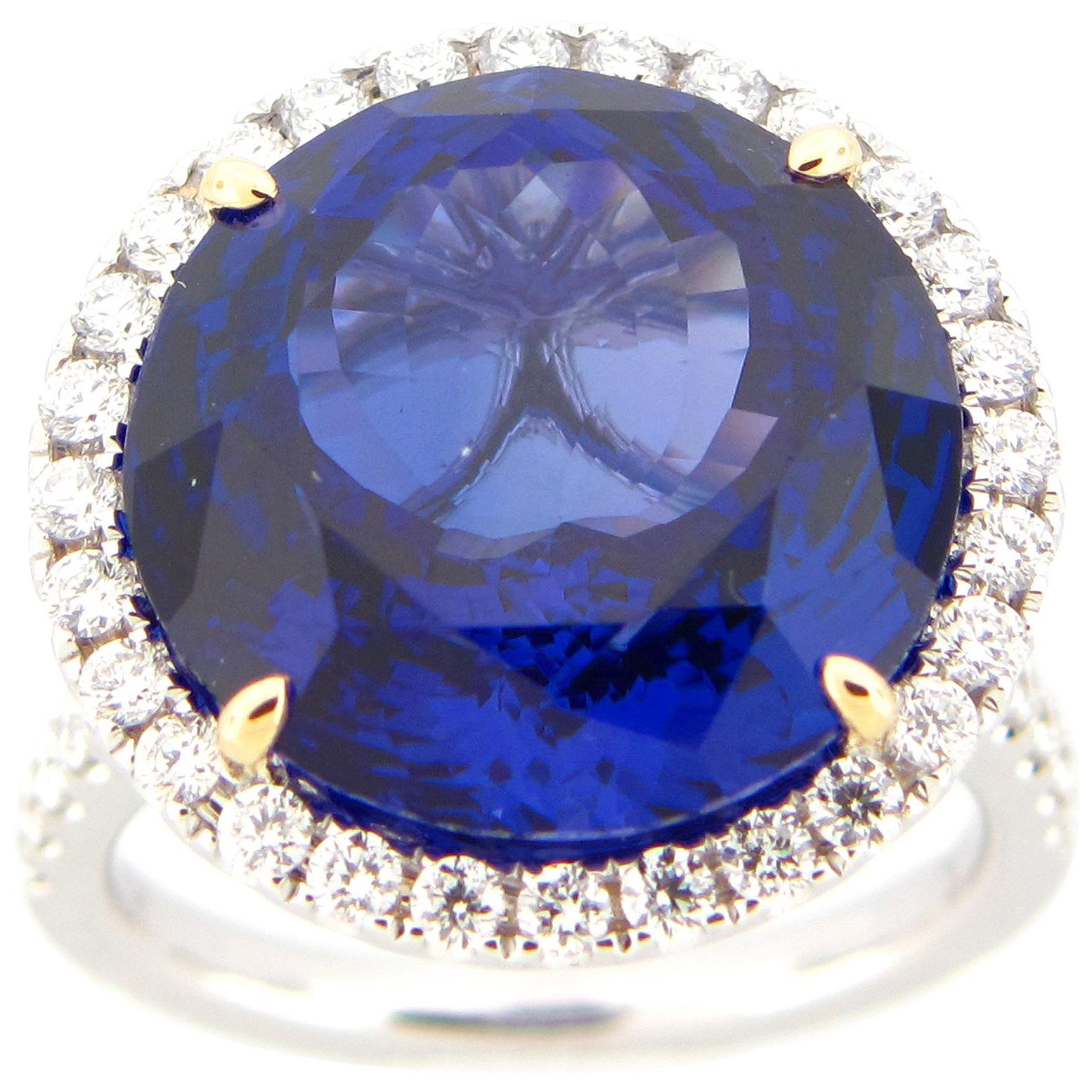 5.12 Carat Oval Tanzanite and Diamond Cocktail Ring at 1stDibs